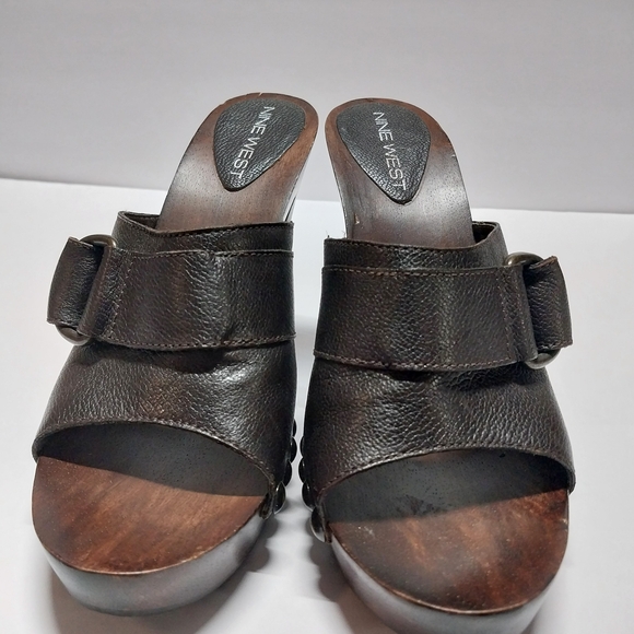 Nine West | Shoes | Nine West Dark Brown Leather Mules | Poshmark